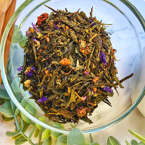 Thé vert: Délice Violette-Framboise